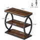 3-Tier Narrow End Table with Metal Frame, Rustic Brown Wooden Side ...