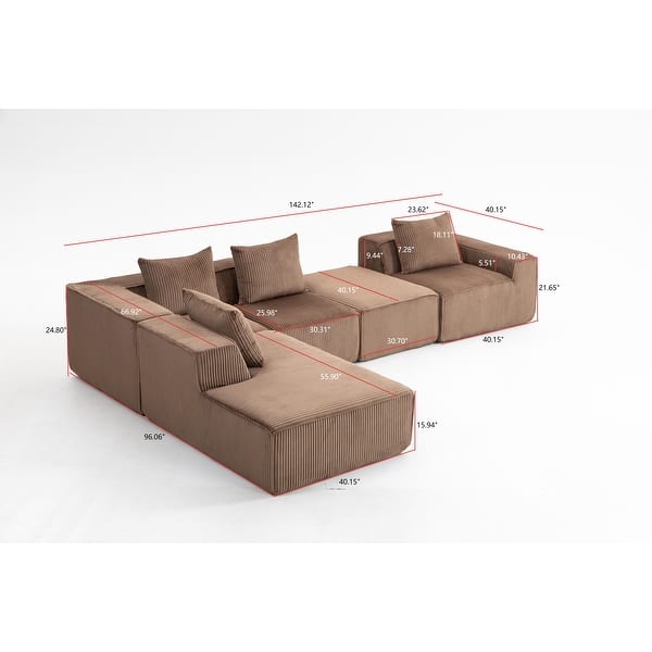 Modern Modular Compressed Sofa, Luxurious Corduroy Deep Seat Boneless ...