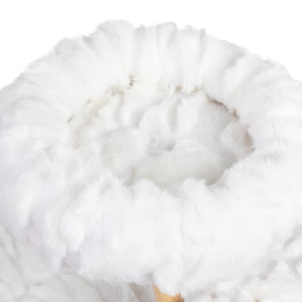 white fluffy cat tree