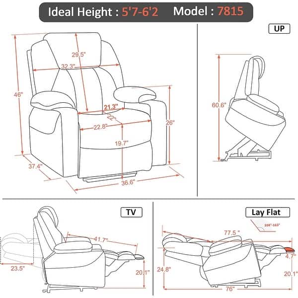 MCombo Large Dual Motor Power Lift Recliner Chair with Massage and Heat ...