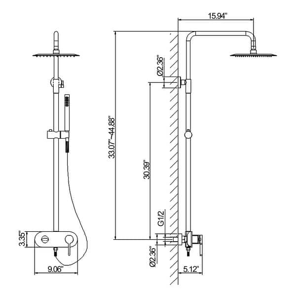 2 Functions Wall Mounted Shower System with Handshower & Showerhead ...