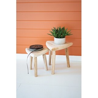 Triangle Hand Carved Top Wood Stools, Set of 2 - Bed Bath & Beyond ...