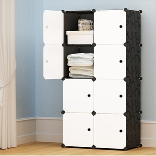 8 Cube Stackable Plastic Cube Storage Shelves Modular Cabinet Hanging ...