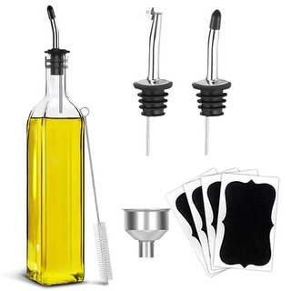 Cheer Collection 2 Pack Glass Olive Oil Dispenser Set with Funnel ...