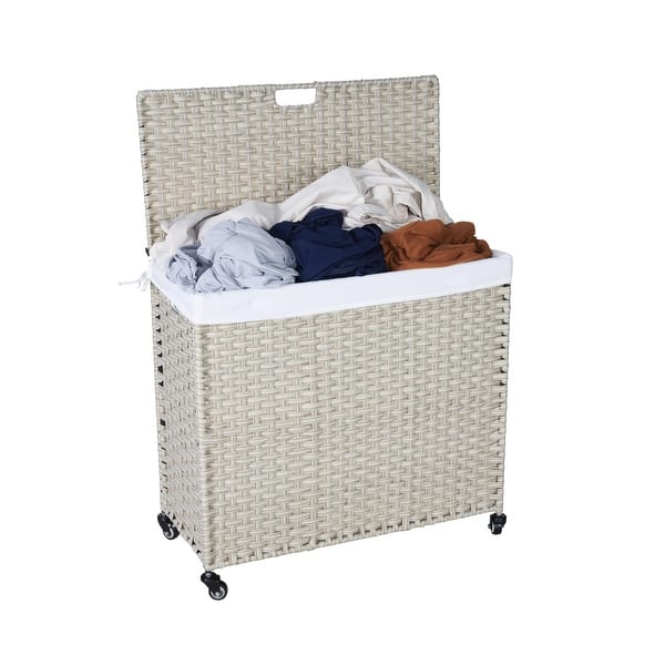 wicker laundry hamper double