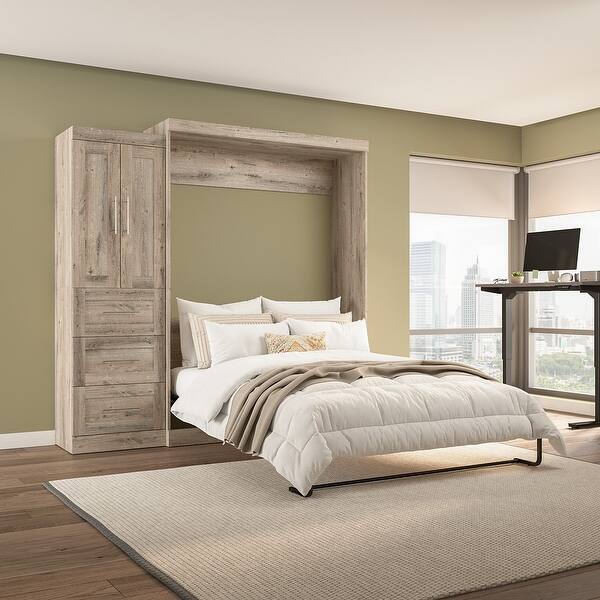 Pur Queen Murphy Bed with Closet Storage Cabinet (89W) by Bestar - Bed ...