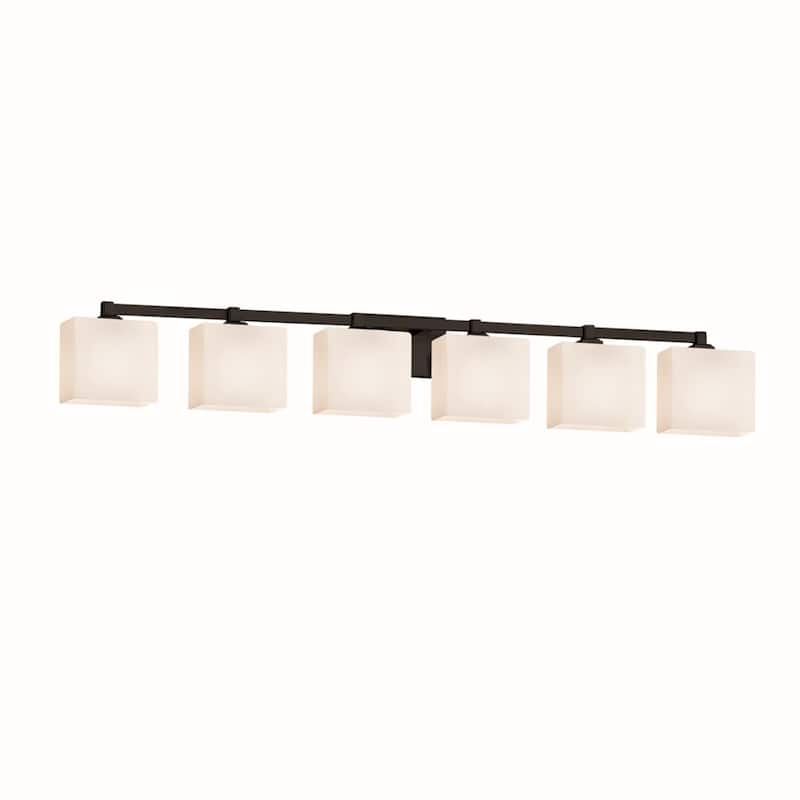 Justice Design Fusion Regency 6-Light Matte Black Bath Bar, Opal ...