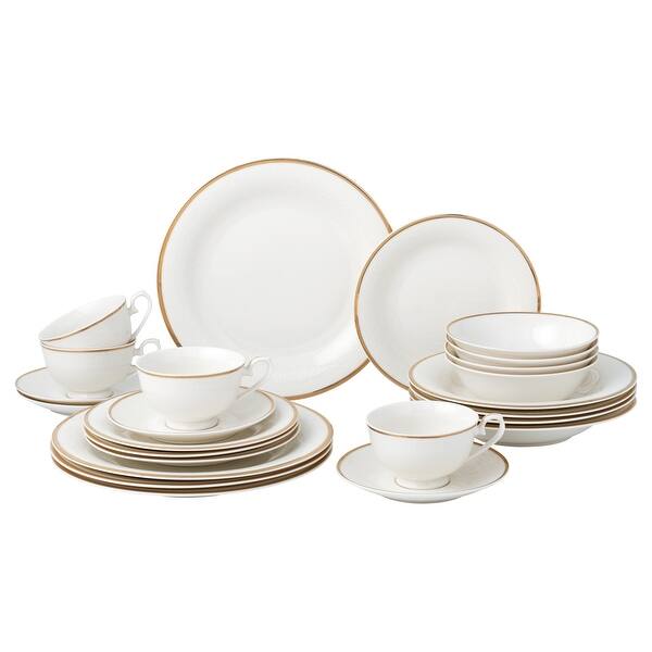 24 Piece Dinnerware Set-Bone China, Service for 4 by Lorren Home Trends ...