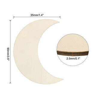 3.5"x1.4" Wooden Moon, 50 Pack Unfinished Wood Moon Blank Wooden ...