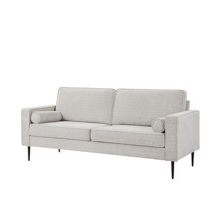Padded Seat Couch Chesterfield Loveseat Couches w/ 2 Pillows, White ...