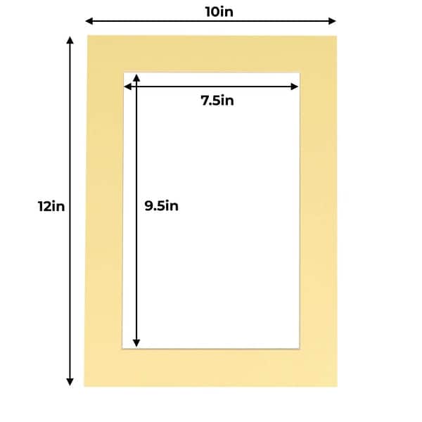 8x10 Mat for 10x12 Frame - Precut Mat Board Acid-Free Soft Yellow 8x10 ...