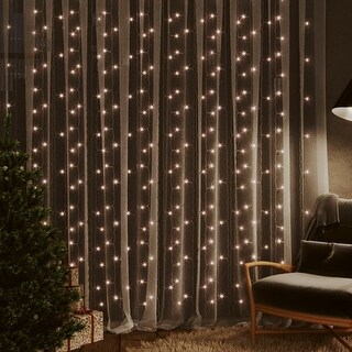 vidaXL LED Curtain Fairy Lights 1.2"x1.2" 300 LED Warm White 8 Function ...
