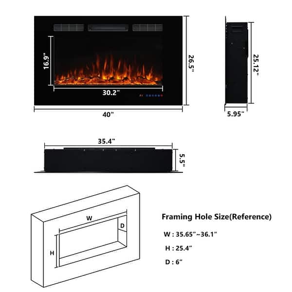 72in Wall-Mounted & Recessed Electric Fireplace Inserts - Bed Bath ...