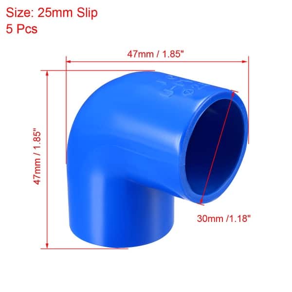 90 Degree PVC Pipe Fitting Elbow Coupling Adapter Blue 5 Pcs - Bed Bath ...