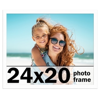 24x20 Frame White Solid Wood Picture Frame Includes UV Acrylic Shatter ...