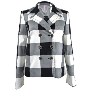 Tommy Hilfiger Women's Double Breasted Gingham Jacket Black-White Size 0 - Bed Bath & Beyond ...