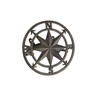 Zeckos Wall Mount Cast Iron Nautical Compass Rose Garden Hose Hanger ...