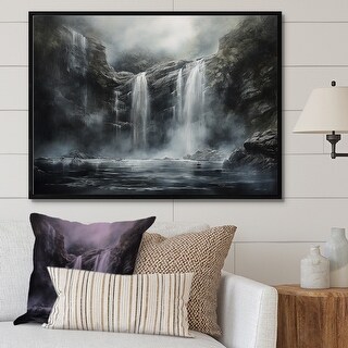 Designart "Waterfall Cliff Scenery Magic I" Waterfall Framed Wall Art ...
