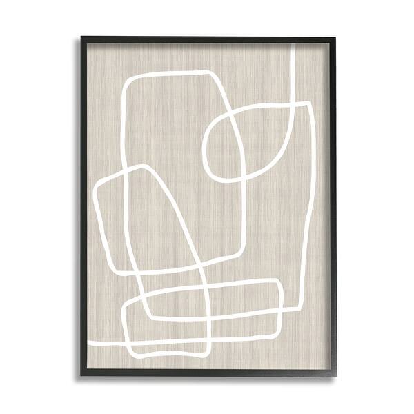 Stupell Contemporary White Line Shapes Minimal Grain Design Framed Wall ...