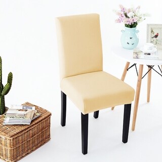 8pcs Stretch Spandex Dining Chair Slipcover Light Yellow - 17.7" x 21.6 ...