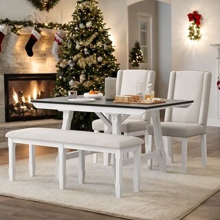 6-Piece Classic Dining Table Set, Rectangular Extendable Dining Table - Bed Bath & Beyond - 40784748