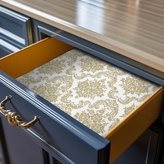 PVC printed foam kitchen shelf liner (golden pattern) - Bed Bath ...