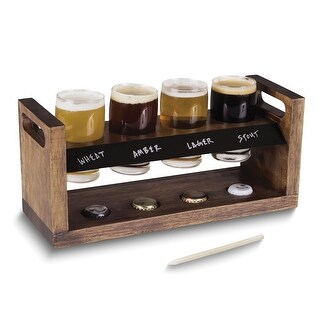 Curata Craft Beer Taster Flight Four 4 Ounce Glasses Chalkboard Panel ...