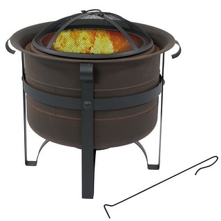 Sunnydaze Cauldron-Style Outdoor Smokeless Fire Pit with Spark Screen ...