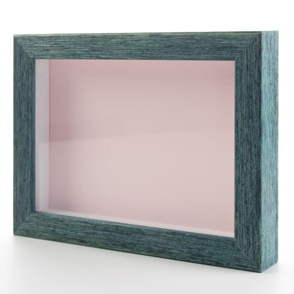 Rustic Blue 24x36 Wood Shadow Box with Pink Acid-Free Backing - With 5/ ...