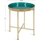 Foldable Round Accent Table, 18.25" x 18.25" x 22", Teal & Gold, Modern ...