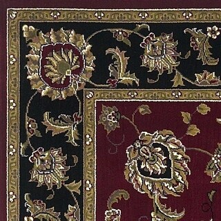 HomeRoots Red And Black Octagon Floral Vines Area Rug - 3'6" - Bed Bath ...