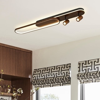 Shaker Farmhouse Linear Wood Dimmable LED Flush Mount Spotlight - Bed ...