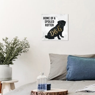 Wynwood Studio Canvas Animals Spoiled Dog Home Black and Metallic Gold ...