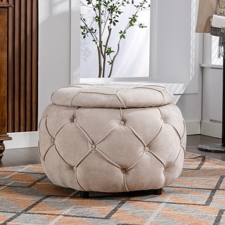 Nestfair Large Round Storage Ottoman - Bed Bath & Beyond - 38271073
