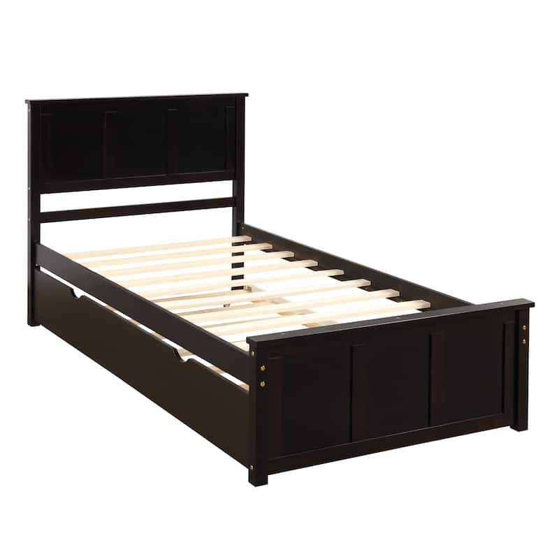 Elegant And Timeless Style Solid Pine Wood Platform Bed With Twin Size
