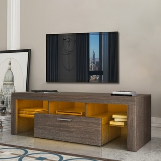 LED TV Stand with RGB Backlighting and Toughened Glass Shelf,Television ...