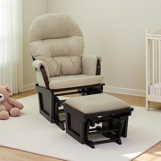 Nursery Glider Rocking Chair with Ottoman, Padded Cushion Seat and ...