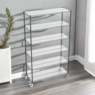 6 Tier Height Adjustable Heavy Duty Storage Wire Rack Metal Shelves ...