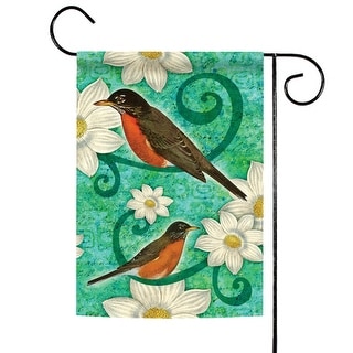 Green and Brown European Robin Outdoor Garden Flag 18" x 12.5" - Bed ...