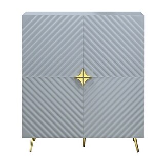 Bet 46 Inch Wood Console Cabinet, Adjustable Shelf, Wave Pattern, Gray ...