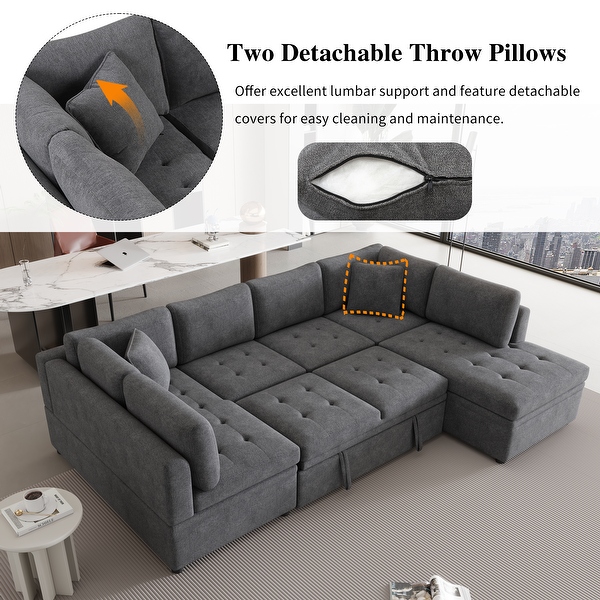 Grey 117 U Shaped 6 Seater Sofa with Chaise and Bed On Sale Bed Bath Beyond 41968535