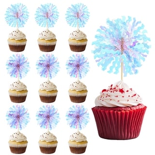 50 Pcs Firework Cupcake Toppers Sparkle Tassel Picks Sparkle Pink ...
