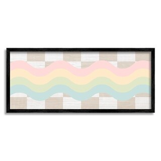 Stupell Checkered Wavy Rainbow Pattern Framed Giclee Art Design by Lil ...