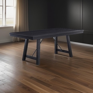 Brar Dining Table, 72 Inch Rectangular Top, Trestle Base, Black Iron ...