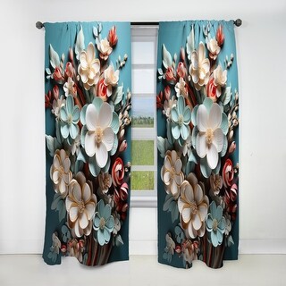 Designart "Elegant Paper Mache Plumeria Blooms I" Plumeria Curtain ...