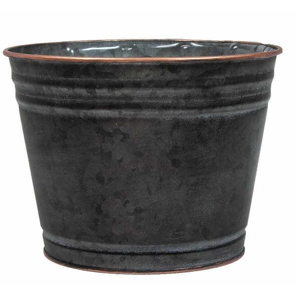 Silver With Copper Colored Rim Bucket Shaped Planter - Bed Bath ...