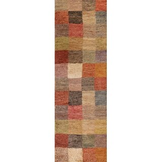 Modern Checkered Oriental Runner Rug Handmade Jute Carpet - 2'5" x 9'10 ...