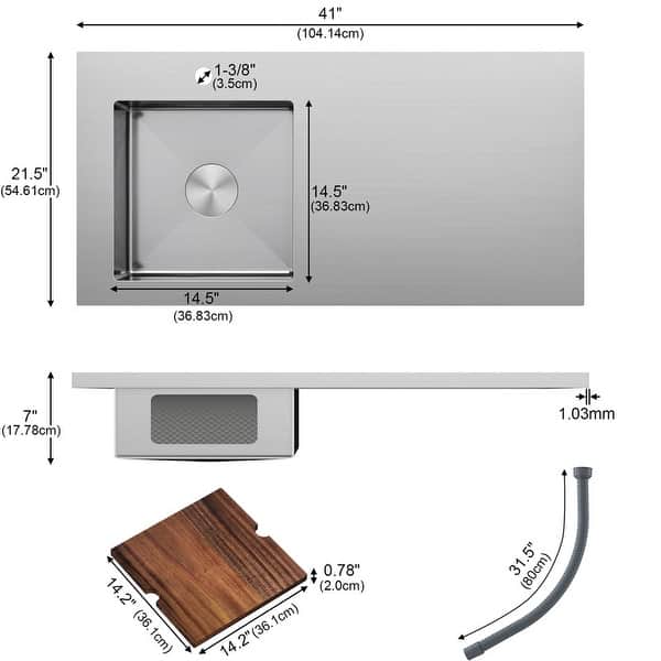 TORVA Stainless Steel Countertop with Integrated Deep Sink Left, For ...