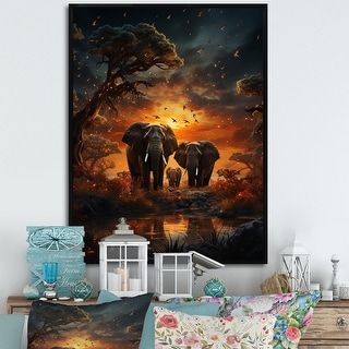Designart "African Celestial Safari III" African Art Framed Wall Decor ...