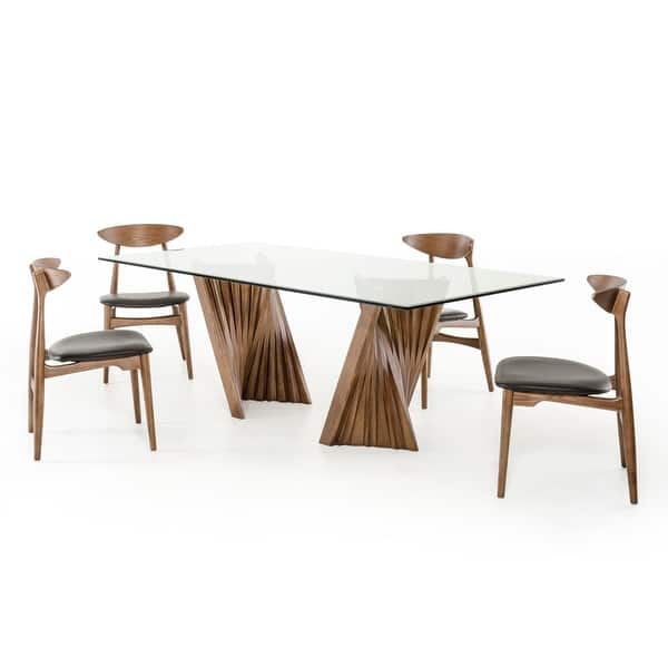 Modrest Corbin Mid-Century Walnut & Glass Dining Table - On Sale - Bed ...
